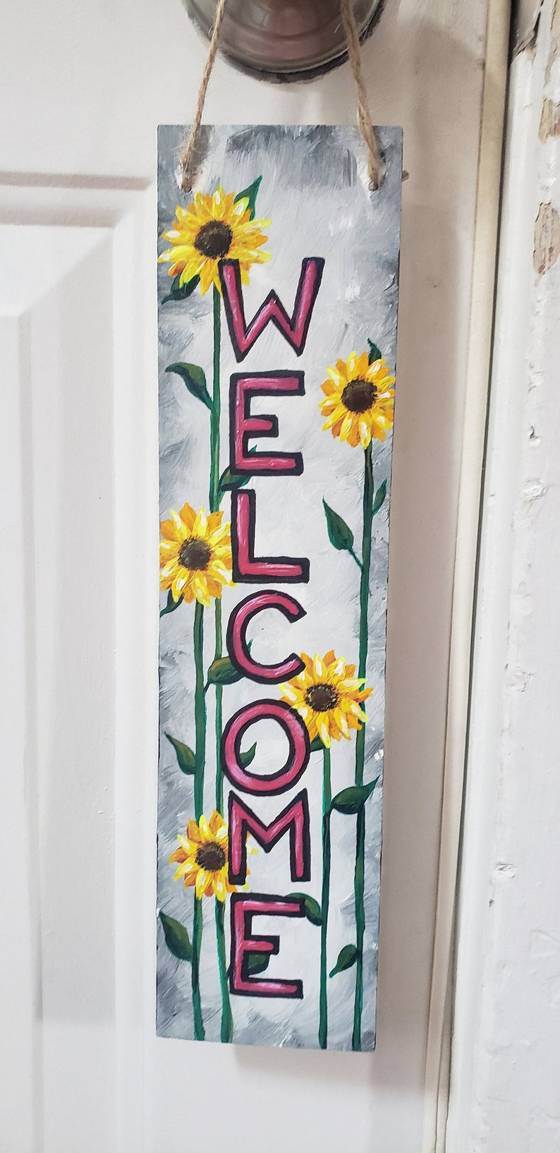 Sunflower Welcome hand-painted Sign - Etsy