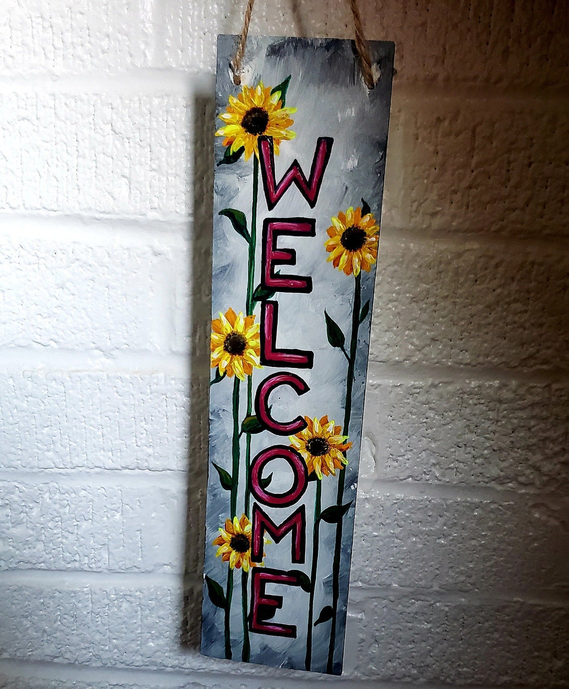 Sunflower Welcome hand-painted Sign - Etsy