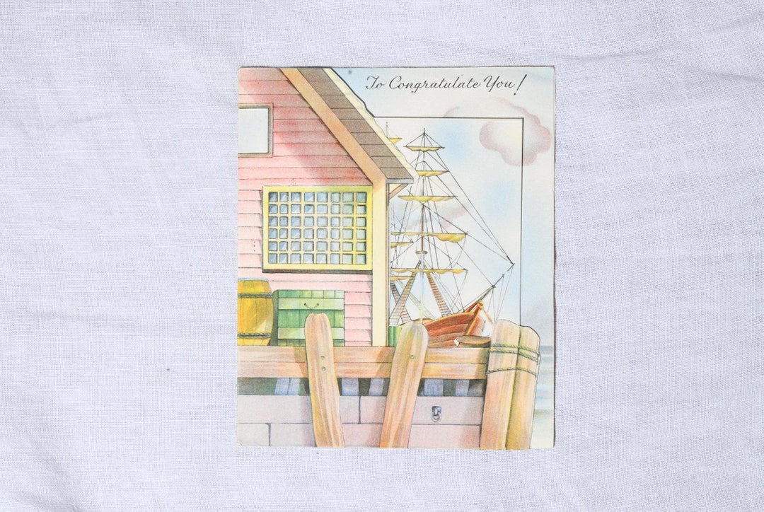 Ship/boat Themed Congratulations Vintage Greeting Cards | 1950s ...