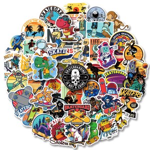 Skater Stickers Pack, 50 Pcs Waterproof Vinyldecals Cool for Skateboard ...
