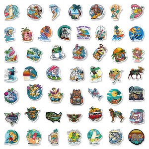 Beach Surfing 50 Pcs Outdoor Stickers Pack Waterproof - Etsy