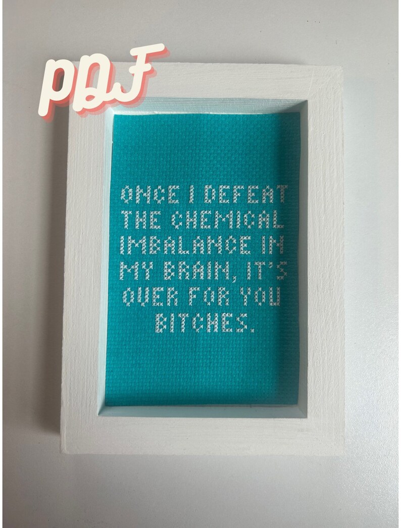 Mental Health Cross Stitch Pattern PDF Download Chemical Imbalance - Etsy