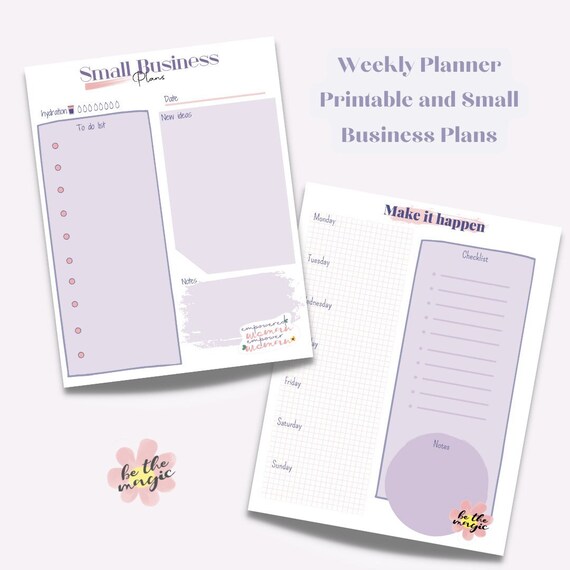Weekly Planner Printable and Small Business Plans | Etsy