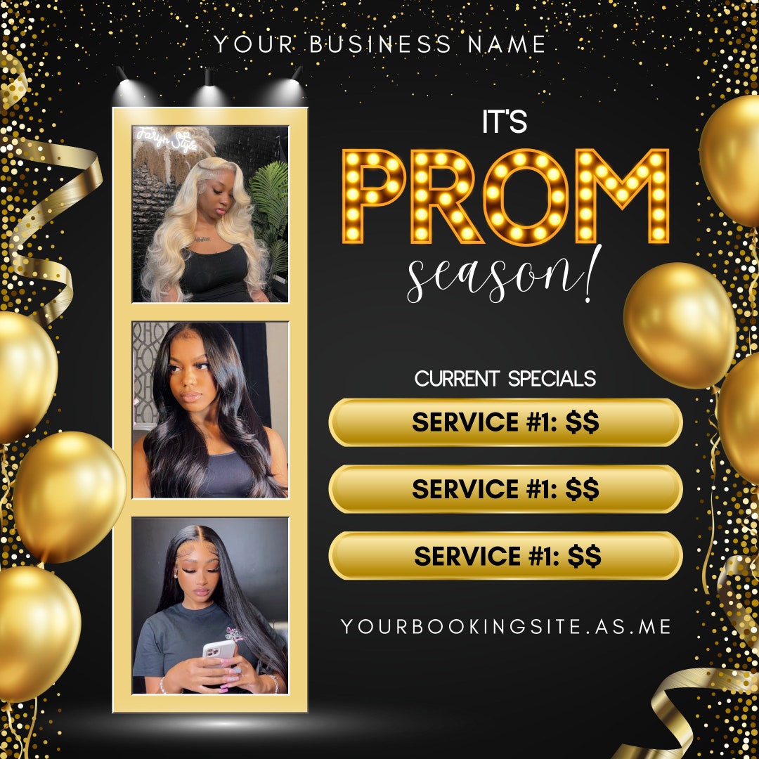 Editable Prom Special Flyer for Hairstylists, Nail Techs, Lash Techs ...