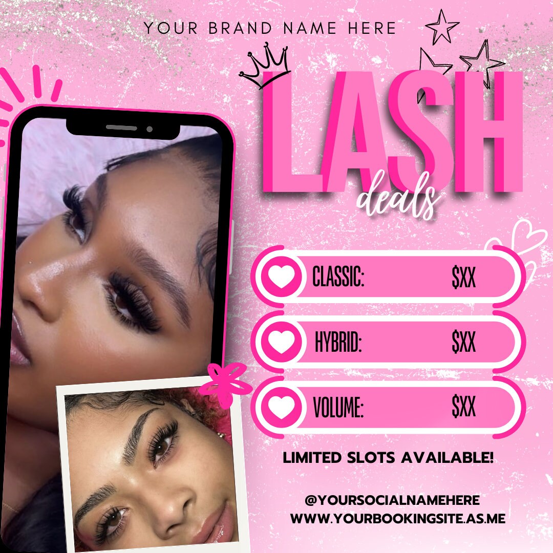 Lash Booking Flyer, Lash Tech Flyer, Lash Services, Lash Books Open ...