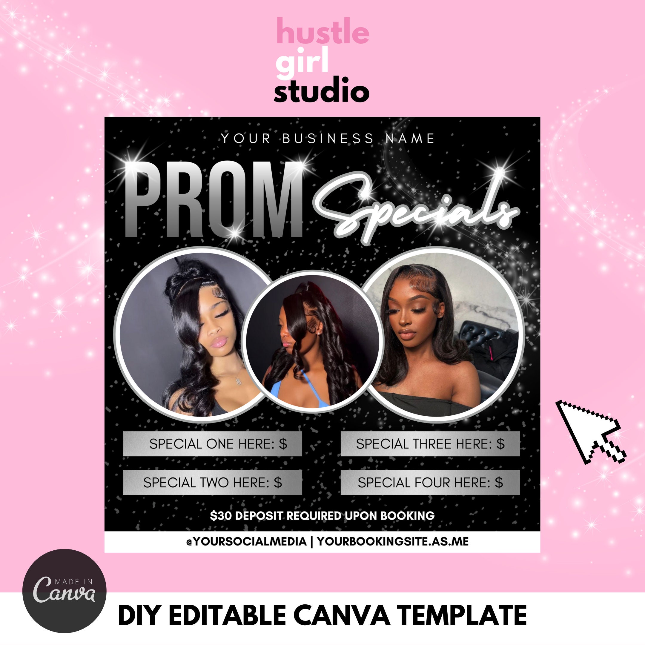 Editable Digital Prom Flyer Template for Beauty Brands, Hairstylist ...
