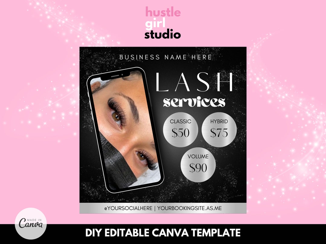 Lash Services Flyer for Lash Techs, Lash Books Open, Lash Flyer, Lash Tech Flyer | Customizable ...