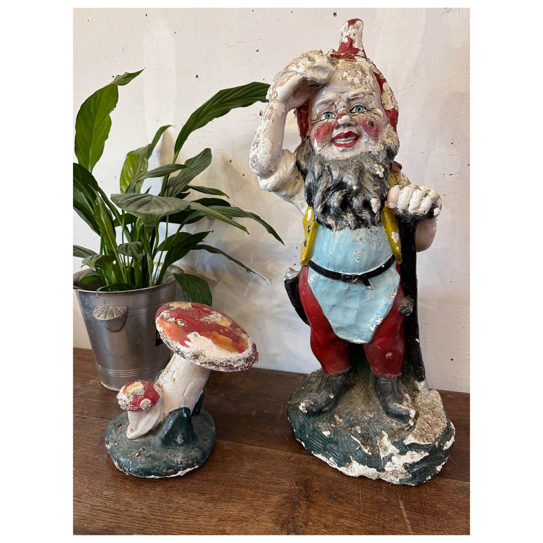 Vintage 1970's Plaster Gnome Belgian Copy of Earlier Victorian Styles ...