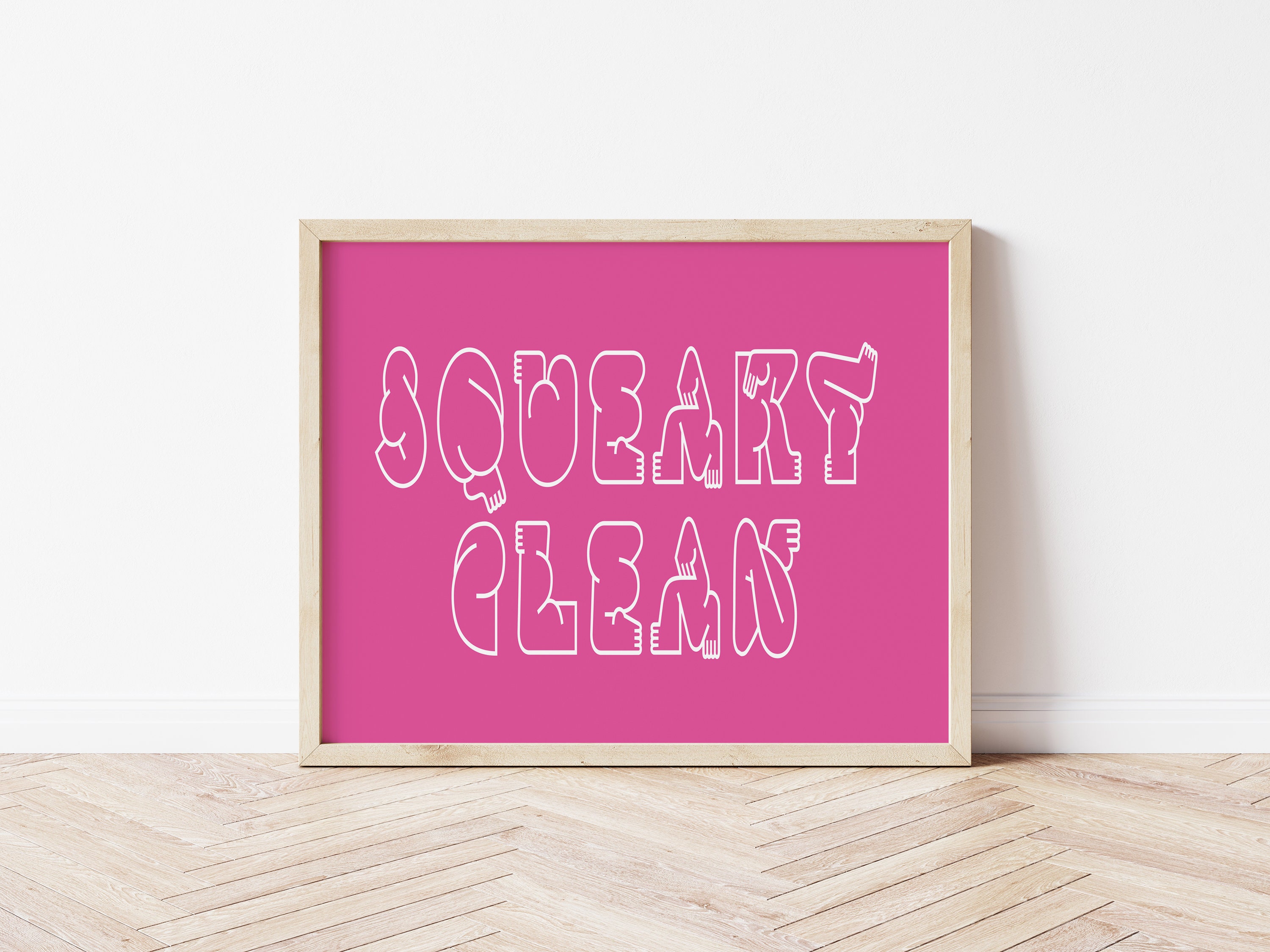 Hot Pink Squeaky Clean Wall Art, Digital Download, Dorm Decor ...