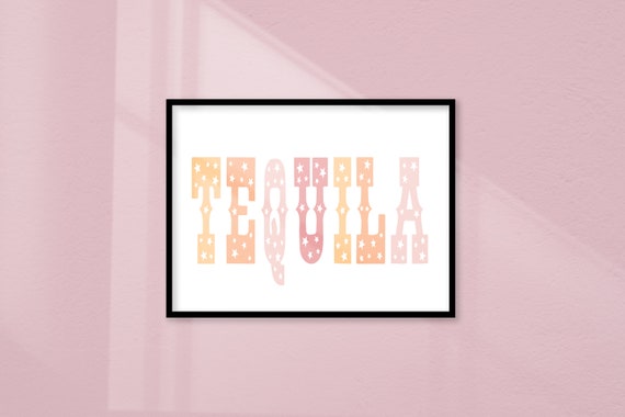 Tequila Poster Digital Download Colorful Wall Art Bar Cart | Etsy