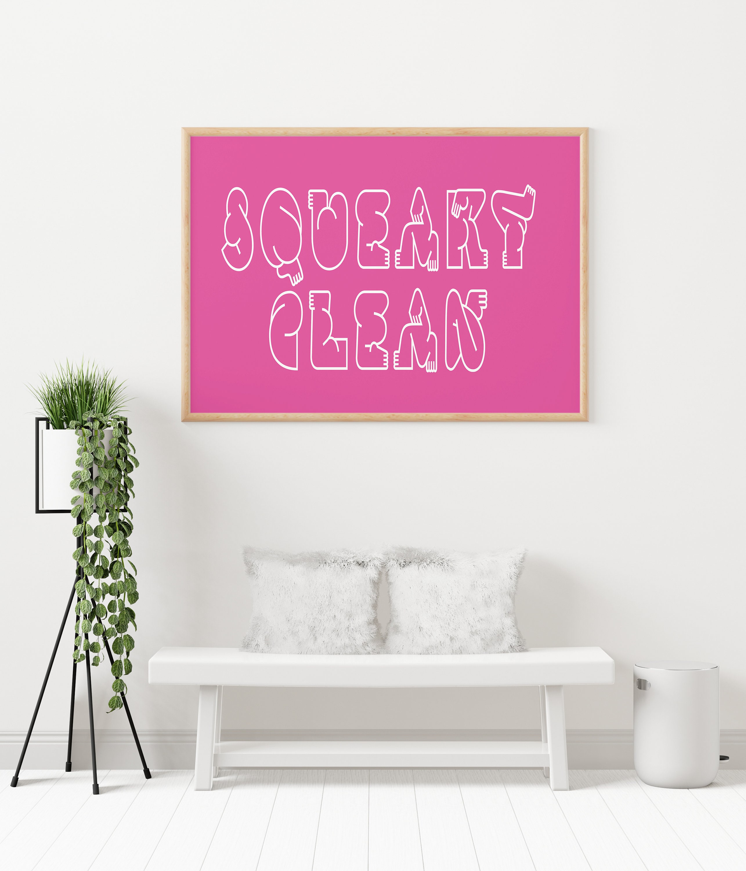 Hot Pink Squeaky Clean Wall Art, Digital Download, Dorm Decor ...