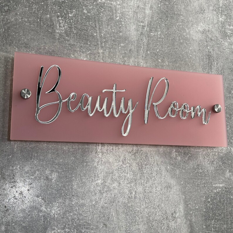 Salon Beauty Room Door Sign Business Pink Frosted | Etsy