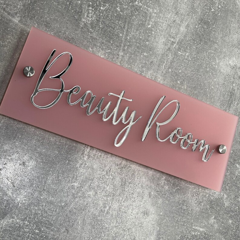 Salon Beauty Room Door Sign Business Pink Frosted | Etsy
