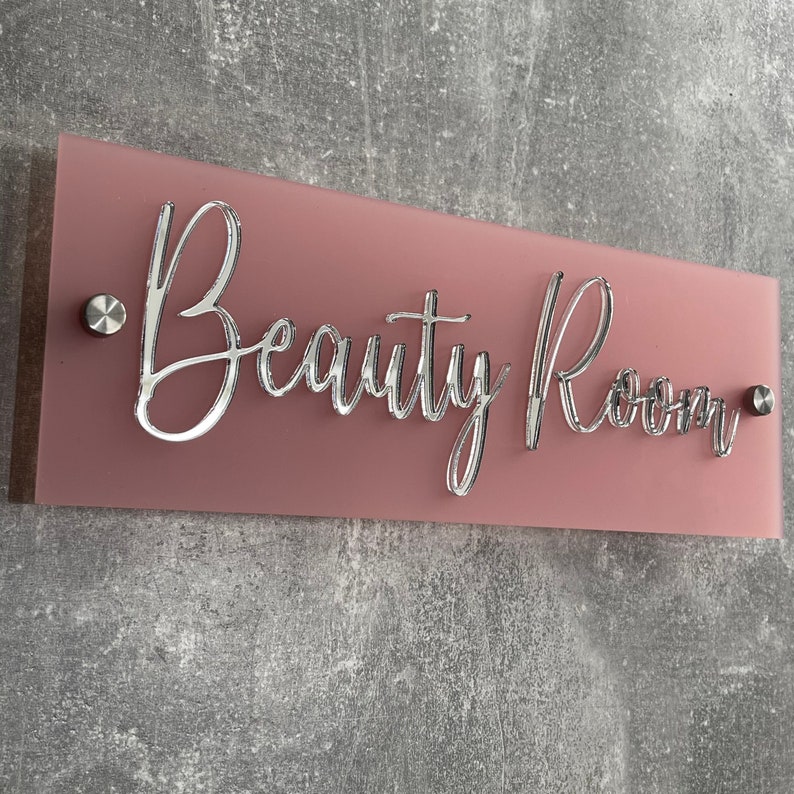 Salon Beauty Room Door Sign Business Pink Frosted | Etsy