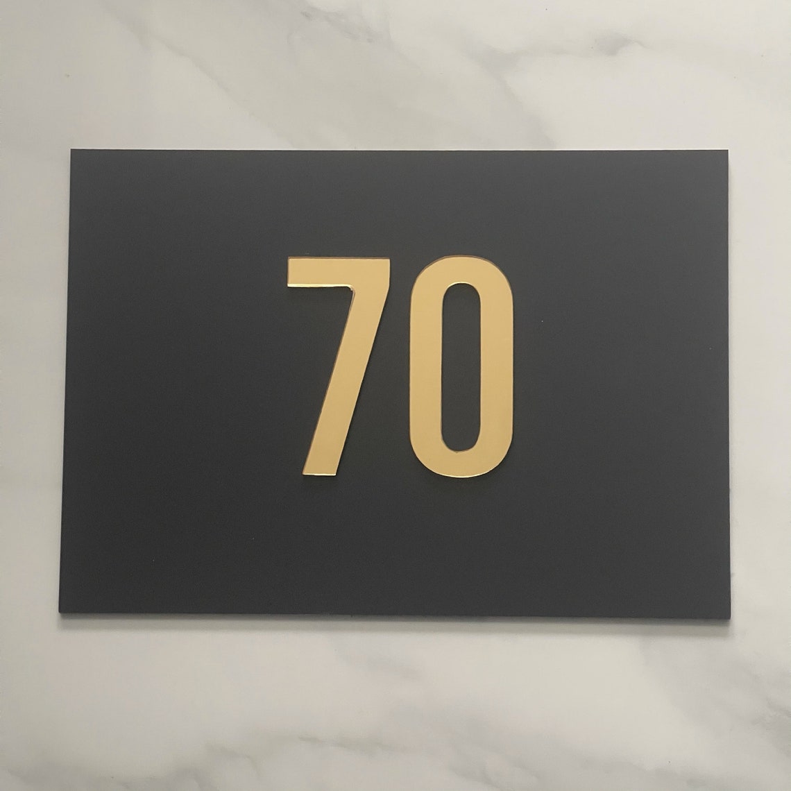 Matte Black and Gold Mirror Acrylic Number Sign | Etsy