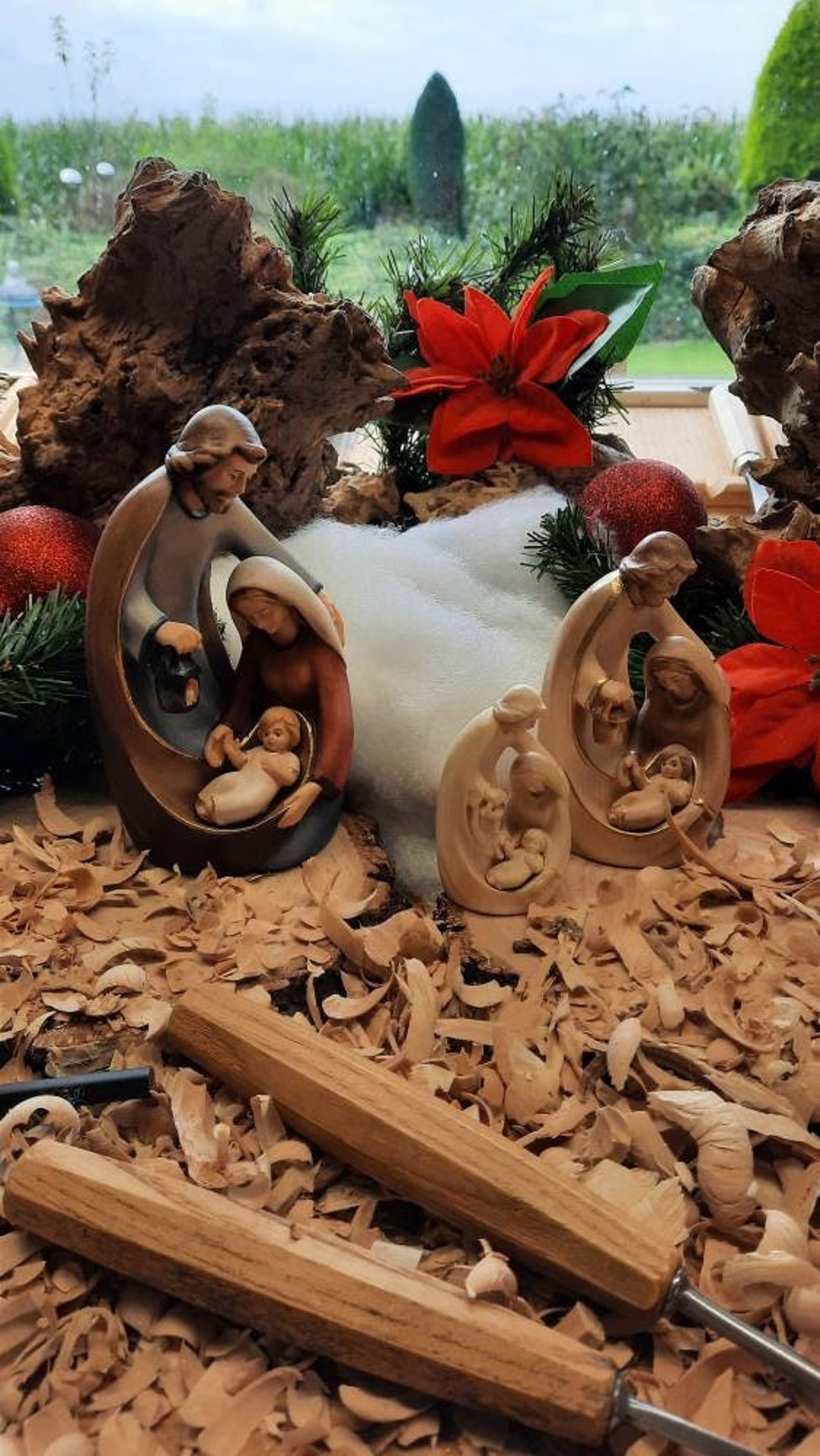 Family Group "ewald" Made of Maple Wood/ Block Crib/ Nativity Scene ...