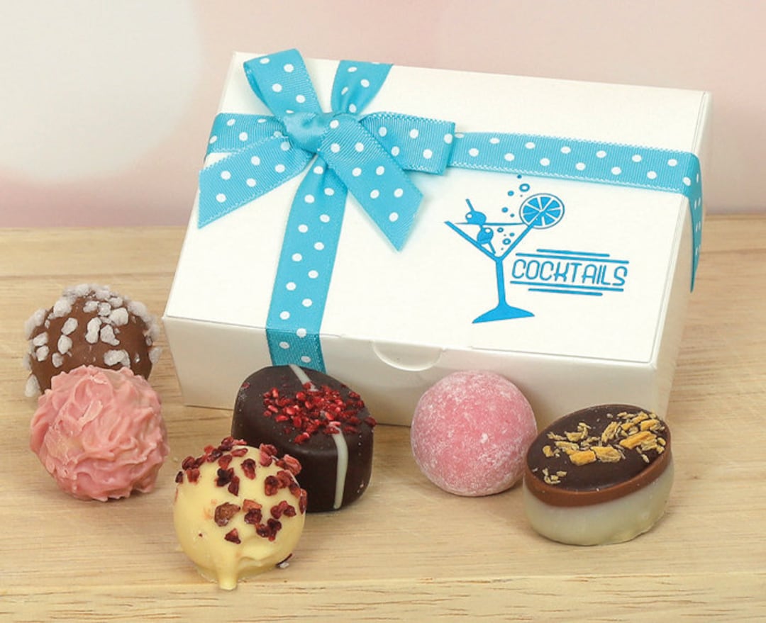 Cocktail Collection Chocolate Box. 6 Cocktail Chocolates in White Box ...