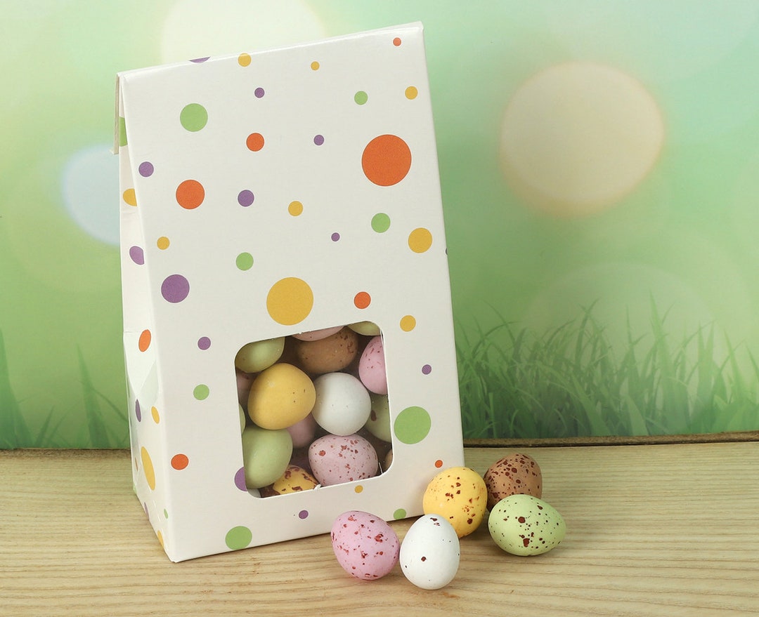 Delicious Milk Chocolate Coated Mini Eggs in A Spotty Themed Box. 100g ...