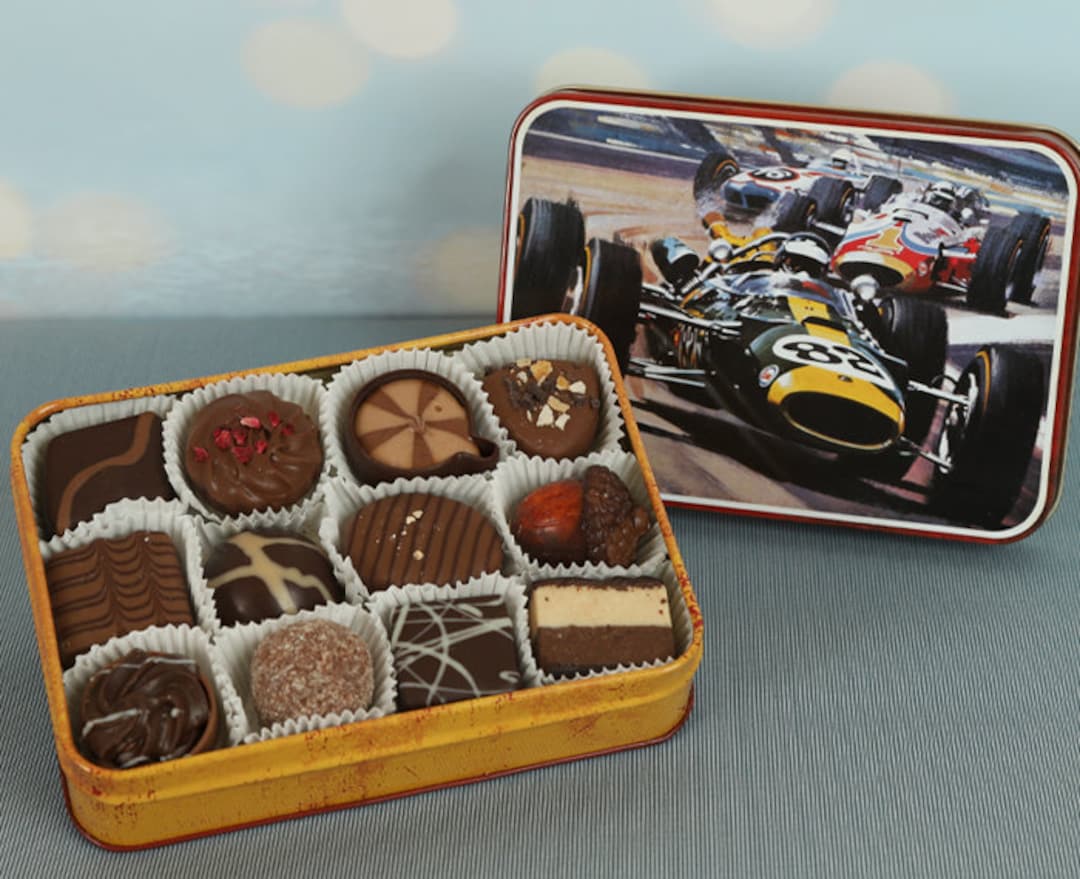Formula 1 Printed Tin Filled With Luxury Belgian Chocolates. Chocolates ...