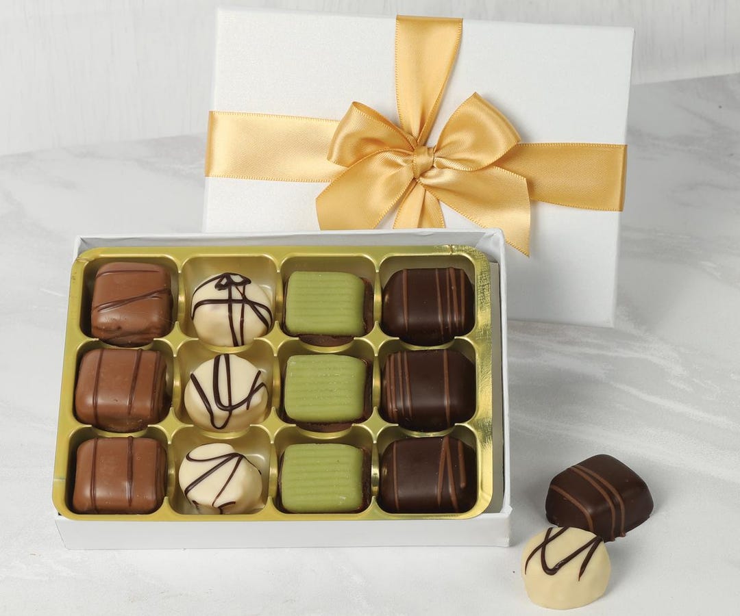 Marzipan Flavoured Chocolates, 12 Luxury Marzipan Flavoured Belgian ...