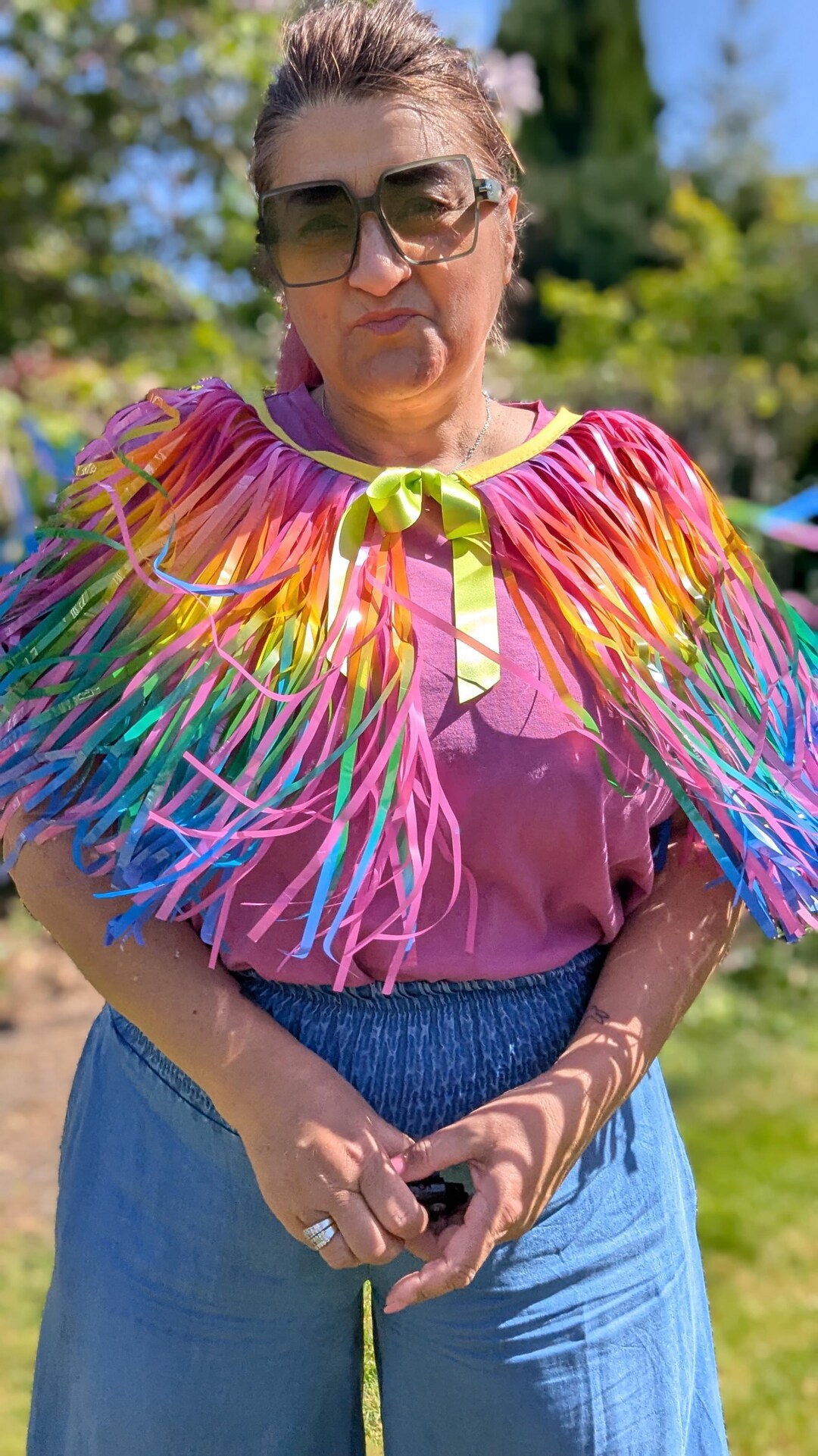 Rainbow Tinsel Shoulder Cape: Upcycled Festival Fringe - Etsy