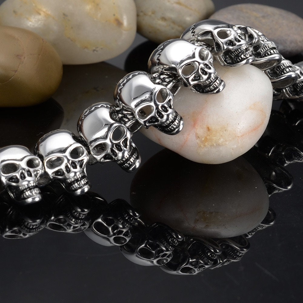 Skull Bracelet Stainless Steel Skull Bracelet Chain - Etsy