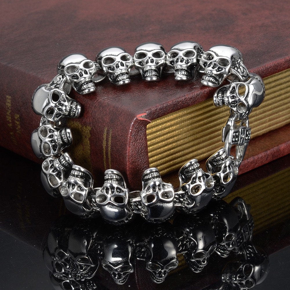 Skull Bracelet Stainless Steel Skull Bracelet Chain - Etsy