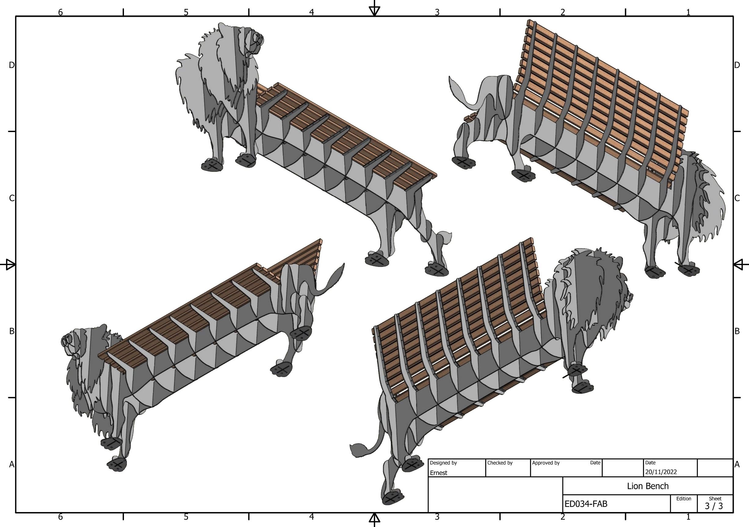 Lion Bench, Plasma, Laser Design DXF Files for CNC Laser or Plasma ...