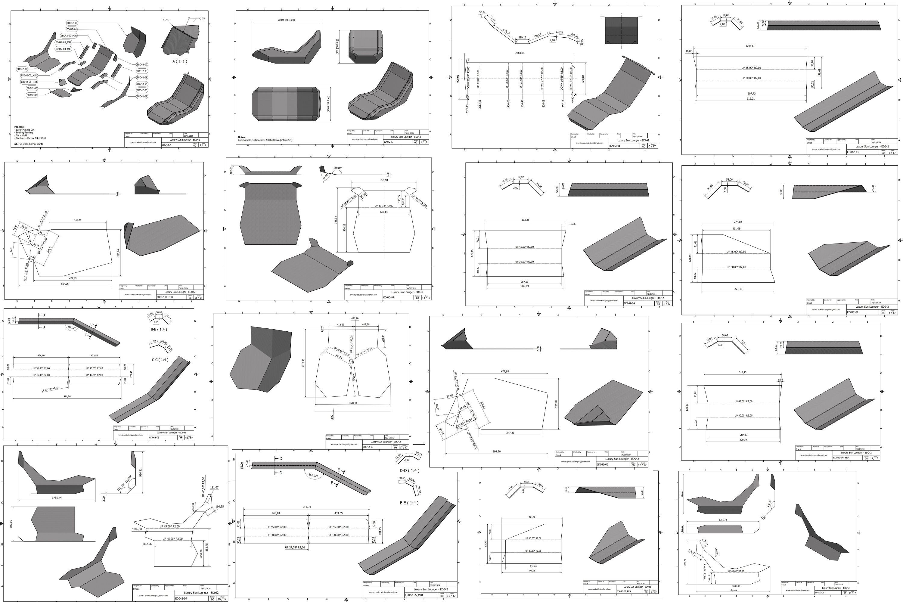 Sun Lounger, Plasma, Laser Design DXF, DWG, Step Files for CNC Laser or ...