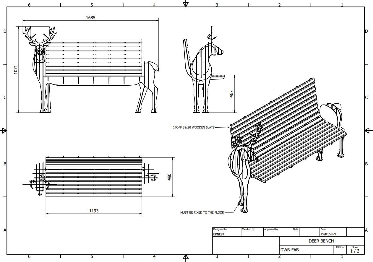 Deer Bench Plasma Laser Design DXF Files for CNC Laser or - Etsy Denmark