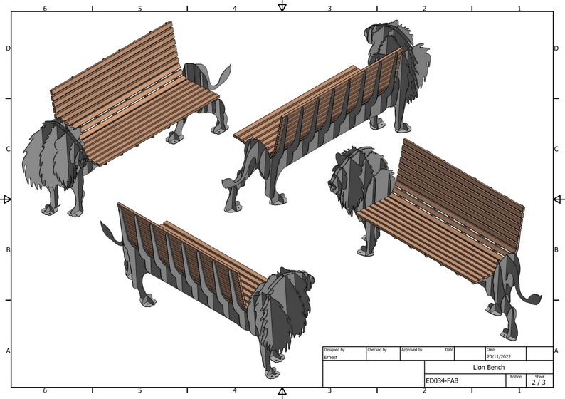 Lion Bench, Plasma, Laser Design - DXF Files for CNC Laser or Plasma ...