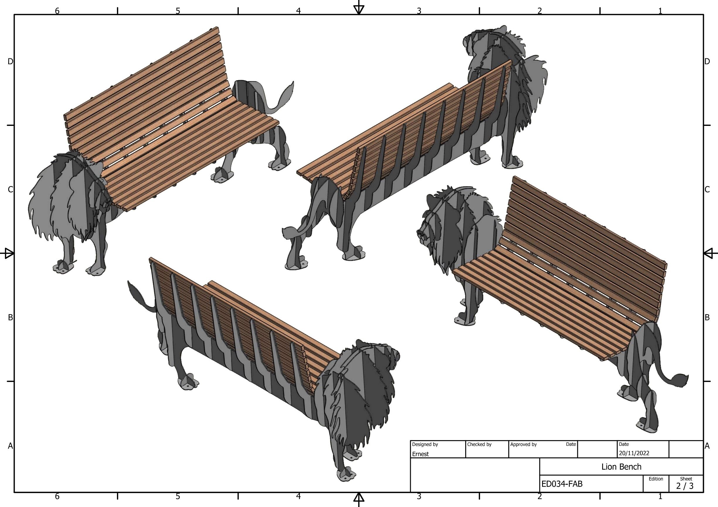 Lion Bench, Plasma, Laser Design - DXF Files for CNC Laser or Plasma ...