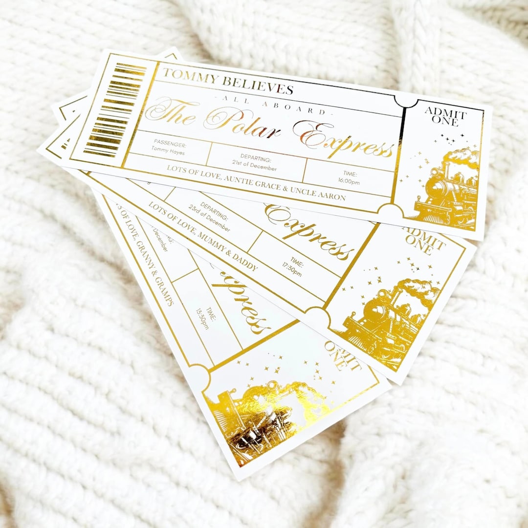 Personalised Foiled Polar Express Ticket Christmas Ticket Fake Train ...