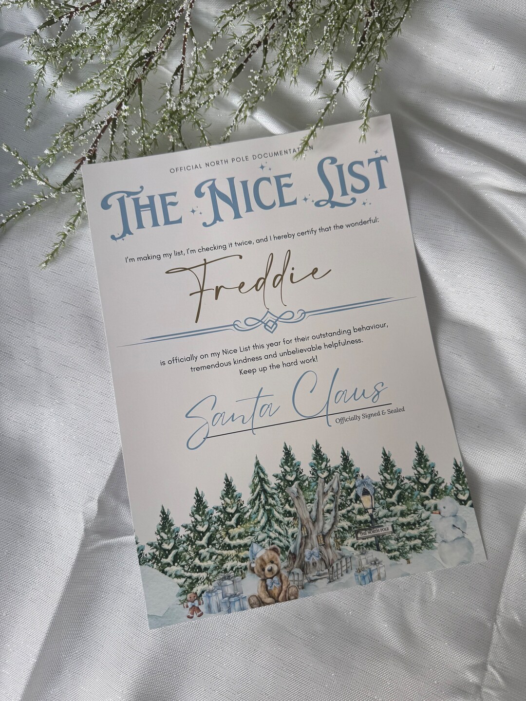 Personalised Nice List Letter From Santa Christmas Eve Box Filler ...