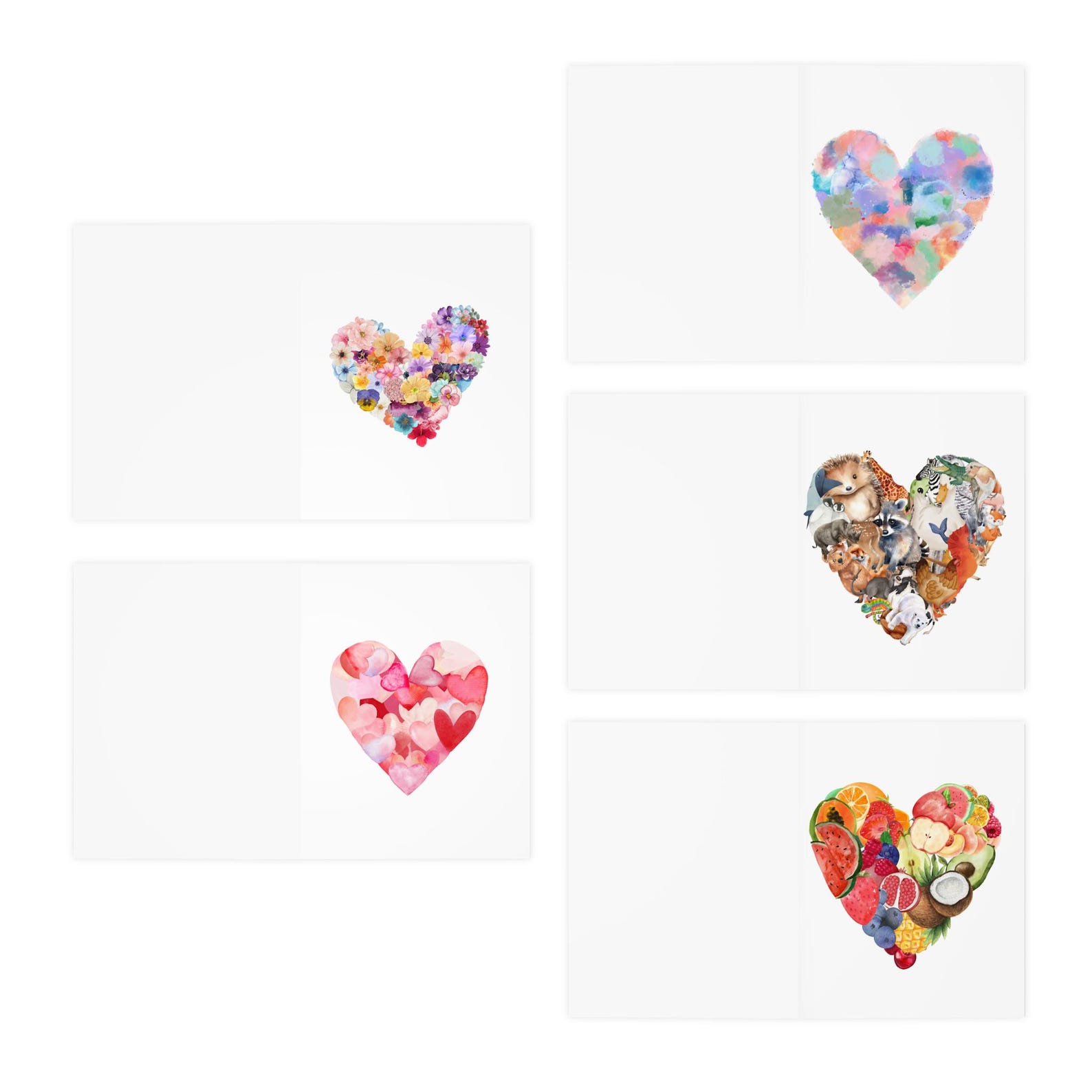 Colorful Heart Greeting Cards, 5-pack Love Cards, Pretty Notecards for ...