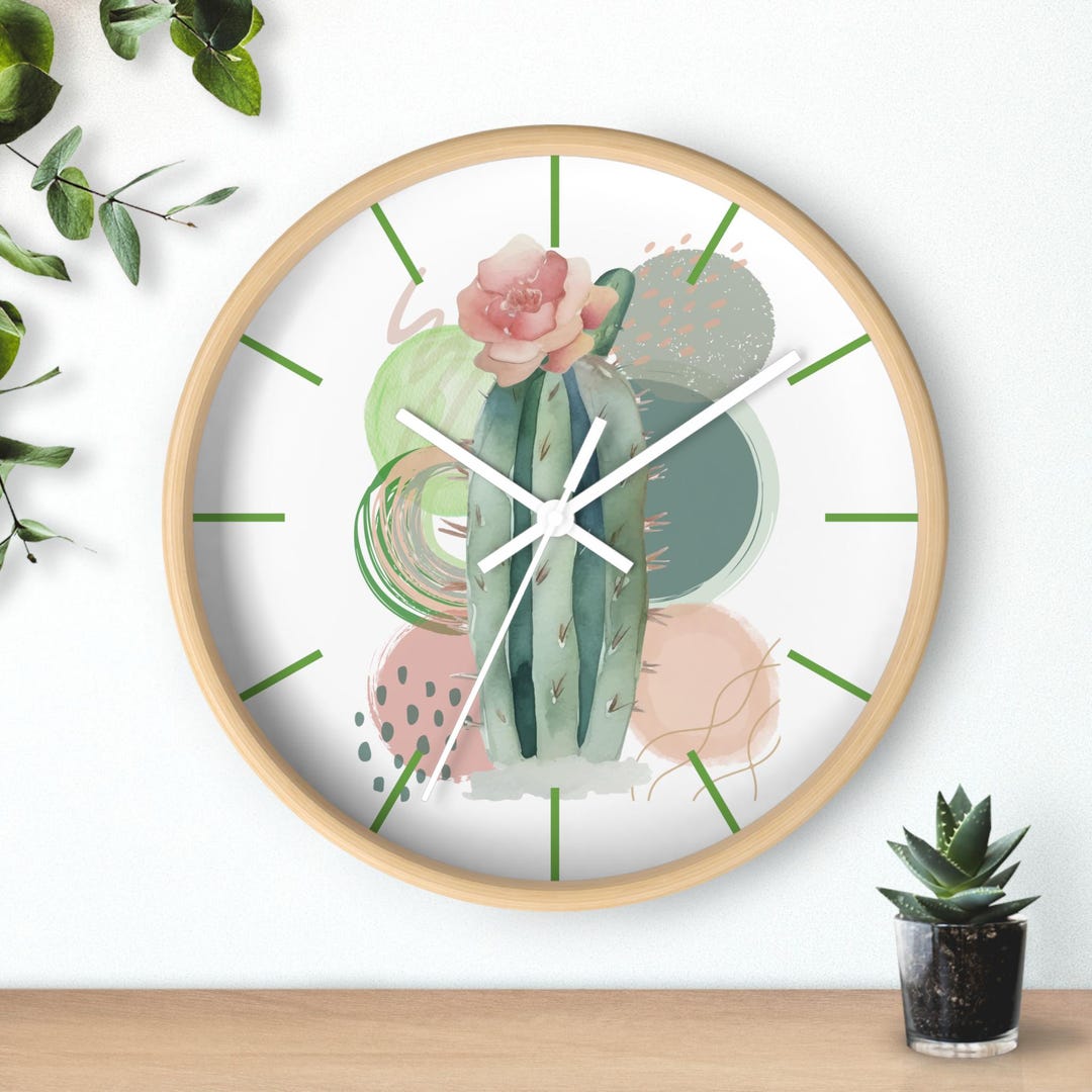 Boho Cactus Wall Clock, Boho Wall Decor, Desert Home Decor, Cactus Wall ...