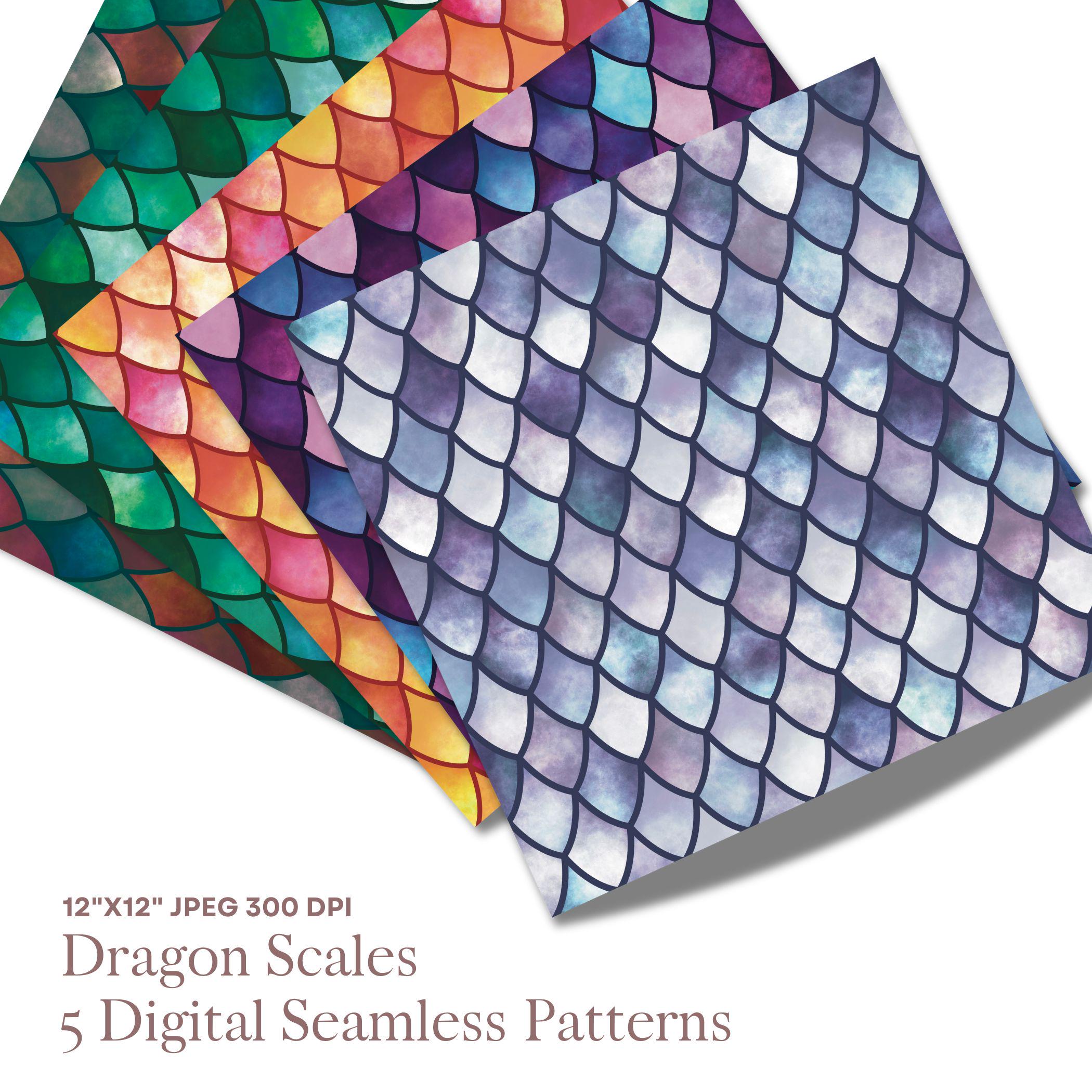5 Dragon Scales Seamless Patterns JPG, Digital Papers, Commercial Use ...