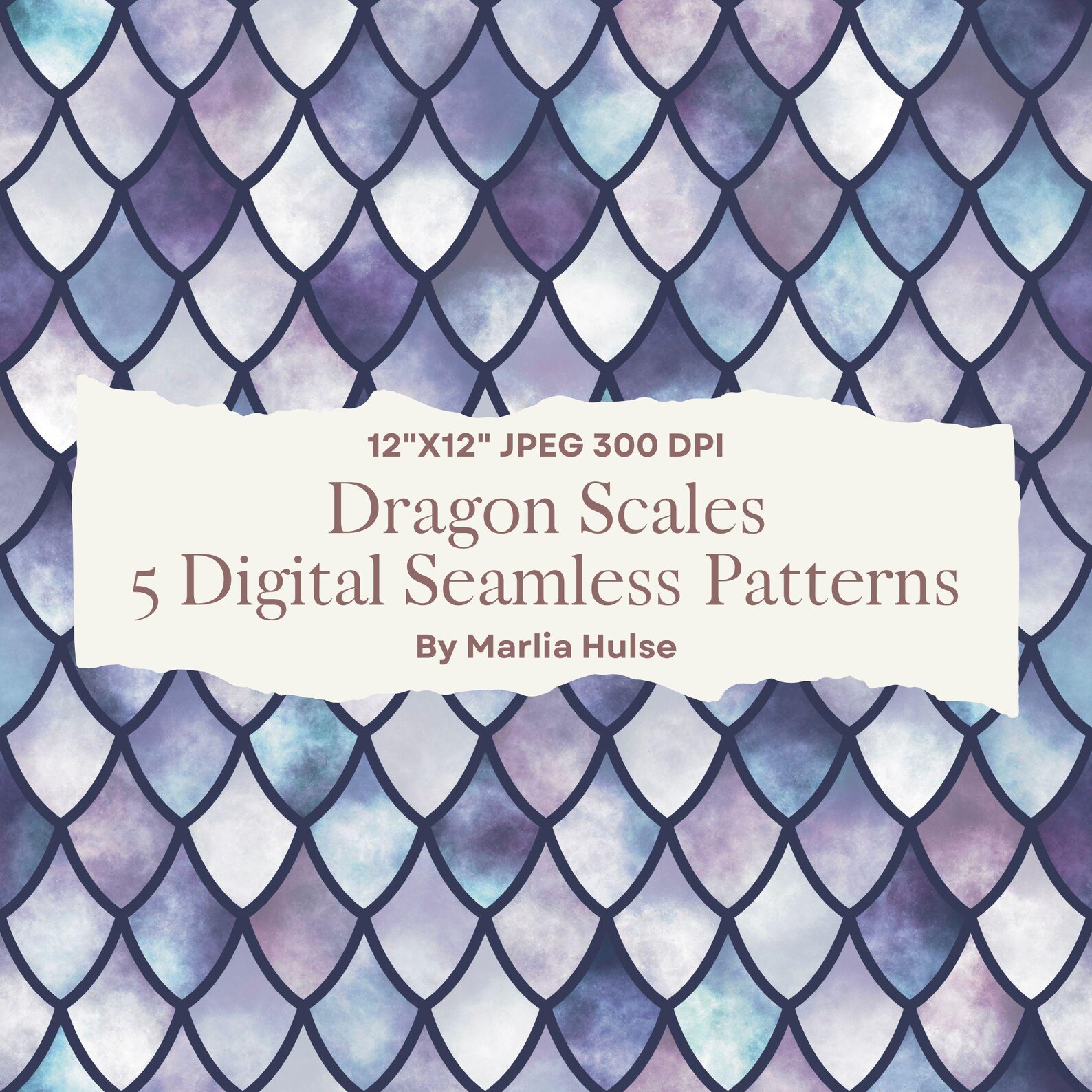 5 Dragon Scales Seamless Patterns JPG, Digital Papers, Commercial Use ...