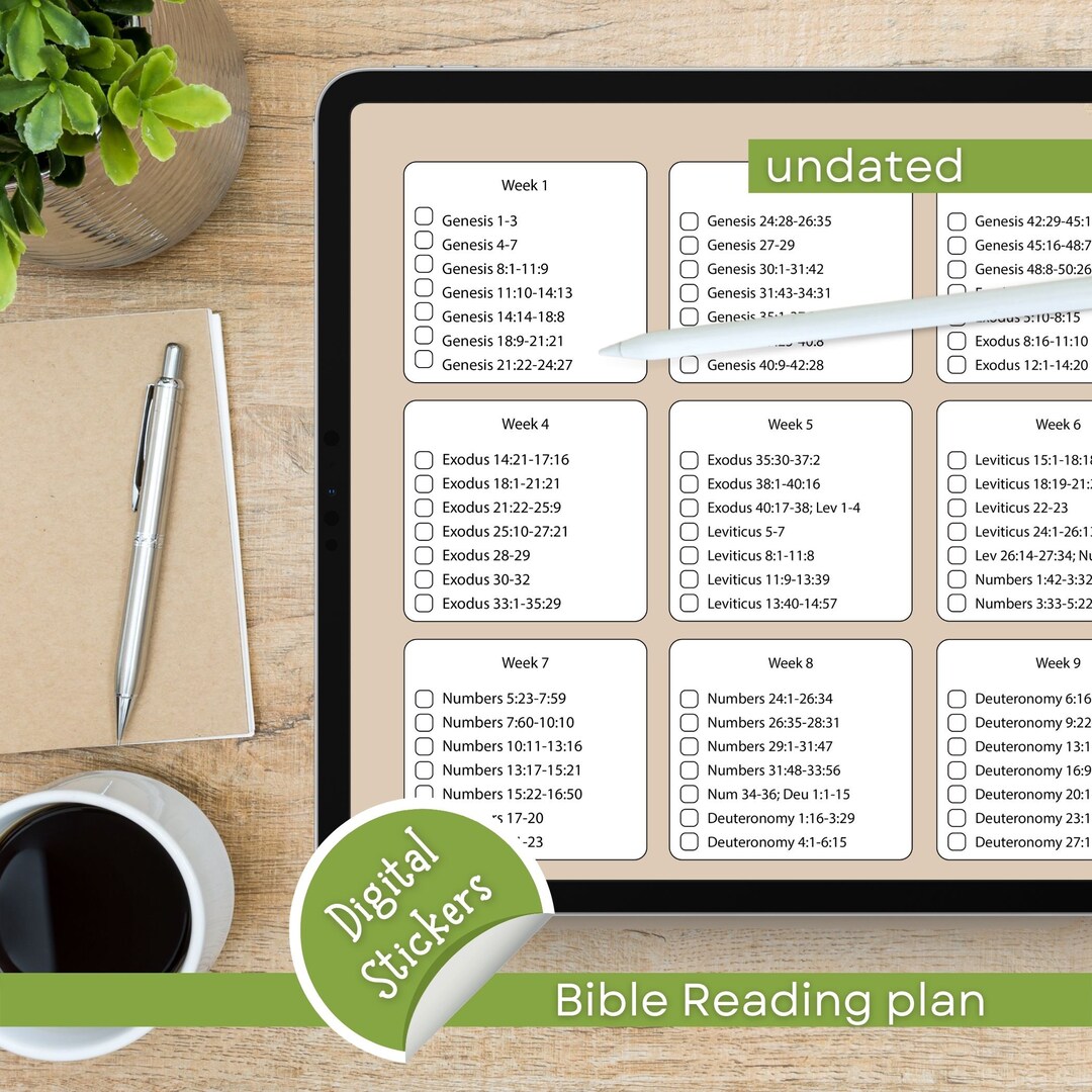 53 Digital Stickers Daily Bible Reading Plan Read Through - Etsy