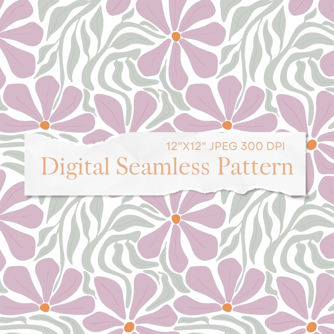 Pink and Green Boho Groovy Flower Seamless Pattern - Abstract Floral ...