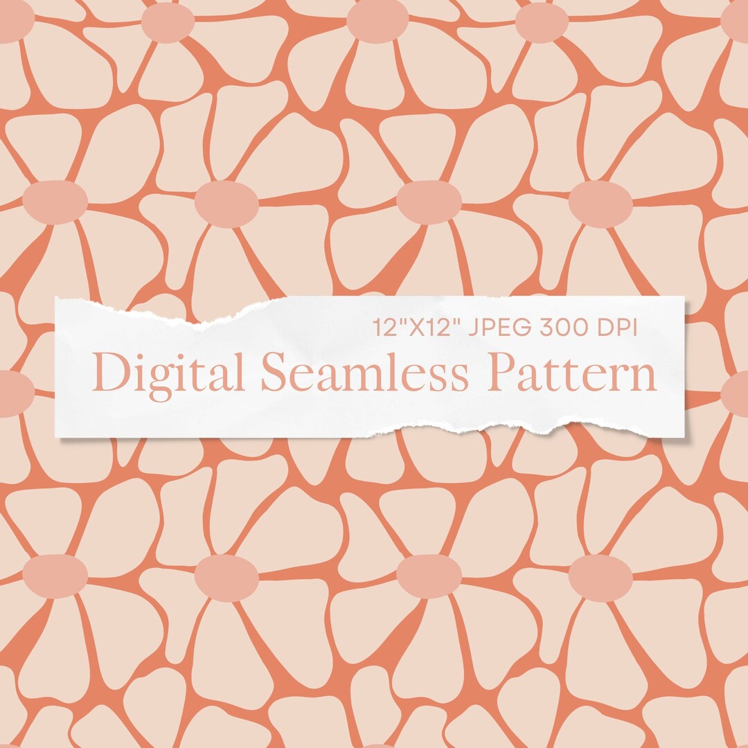 Boho Groovy Flower Seamless Pattern - Abstract Floral Repeating Design ...