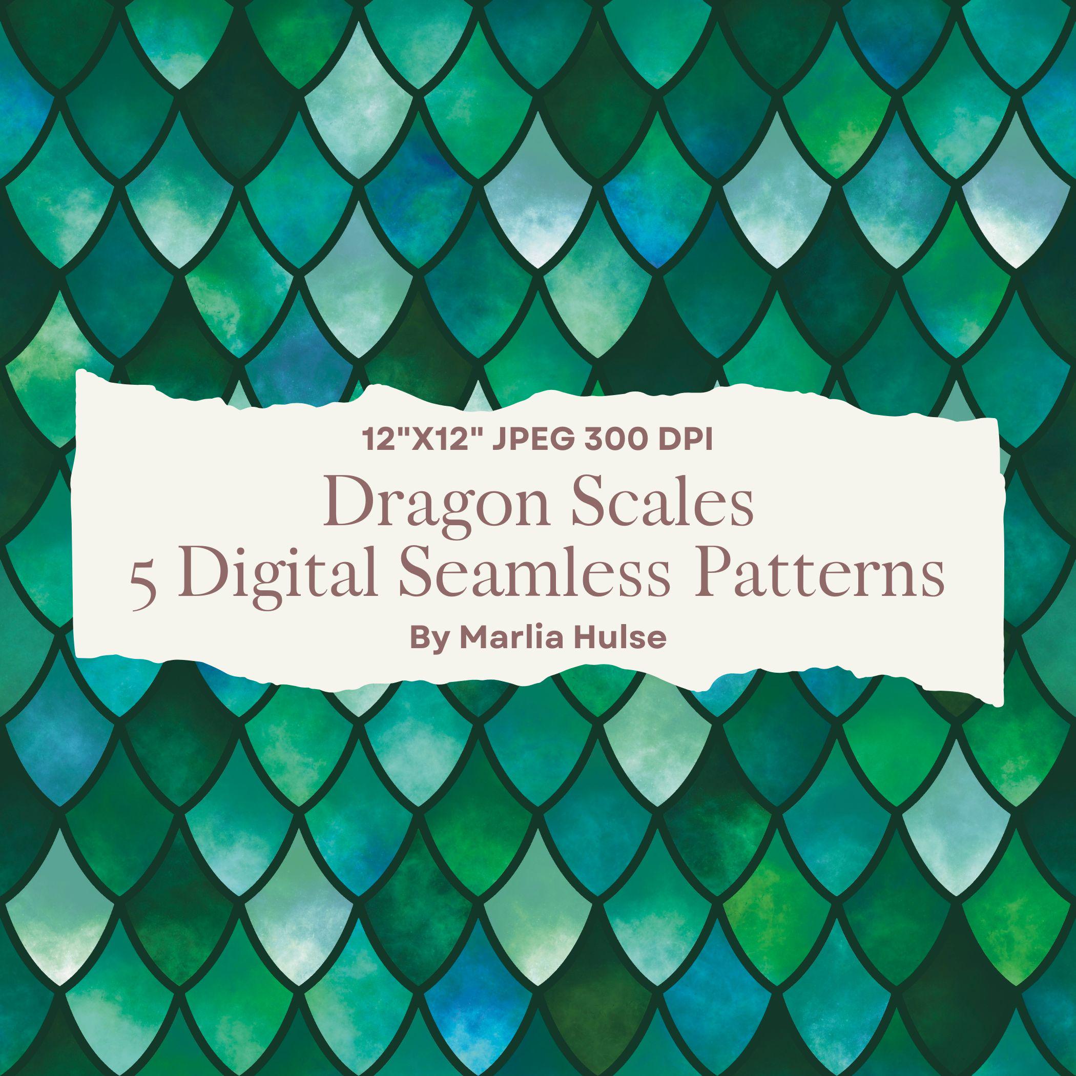 5 Dragon Scales Seamless Patterns JPG, Digital Papers, Commercial Use ...