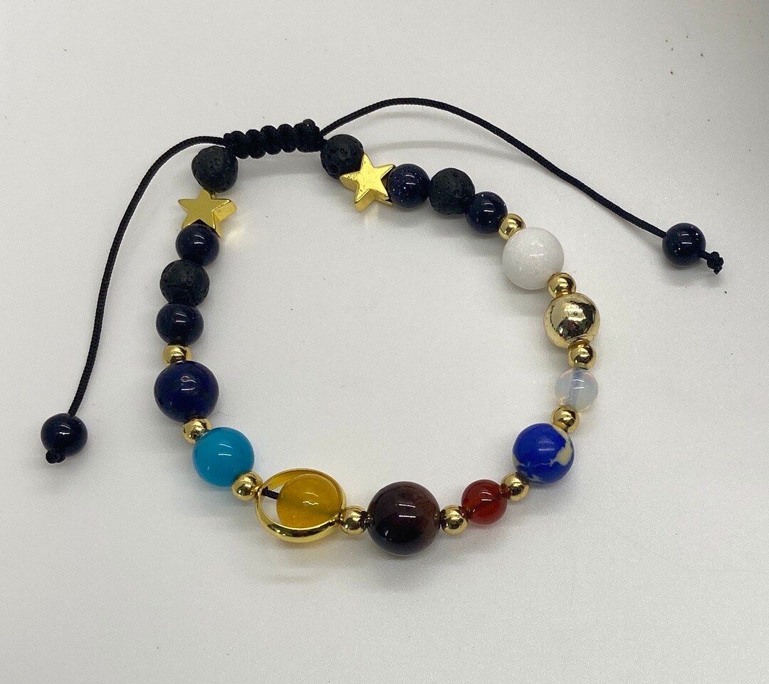 Planet Bracelet, Solar System Jewelry, Planets, Beaded, Adjustable ...