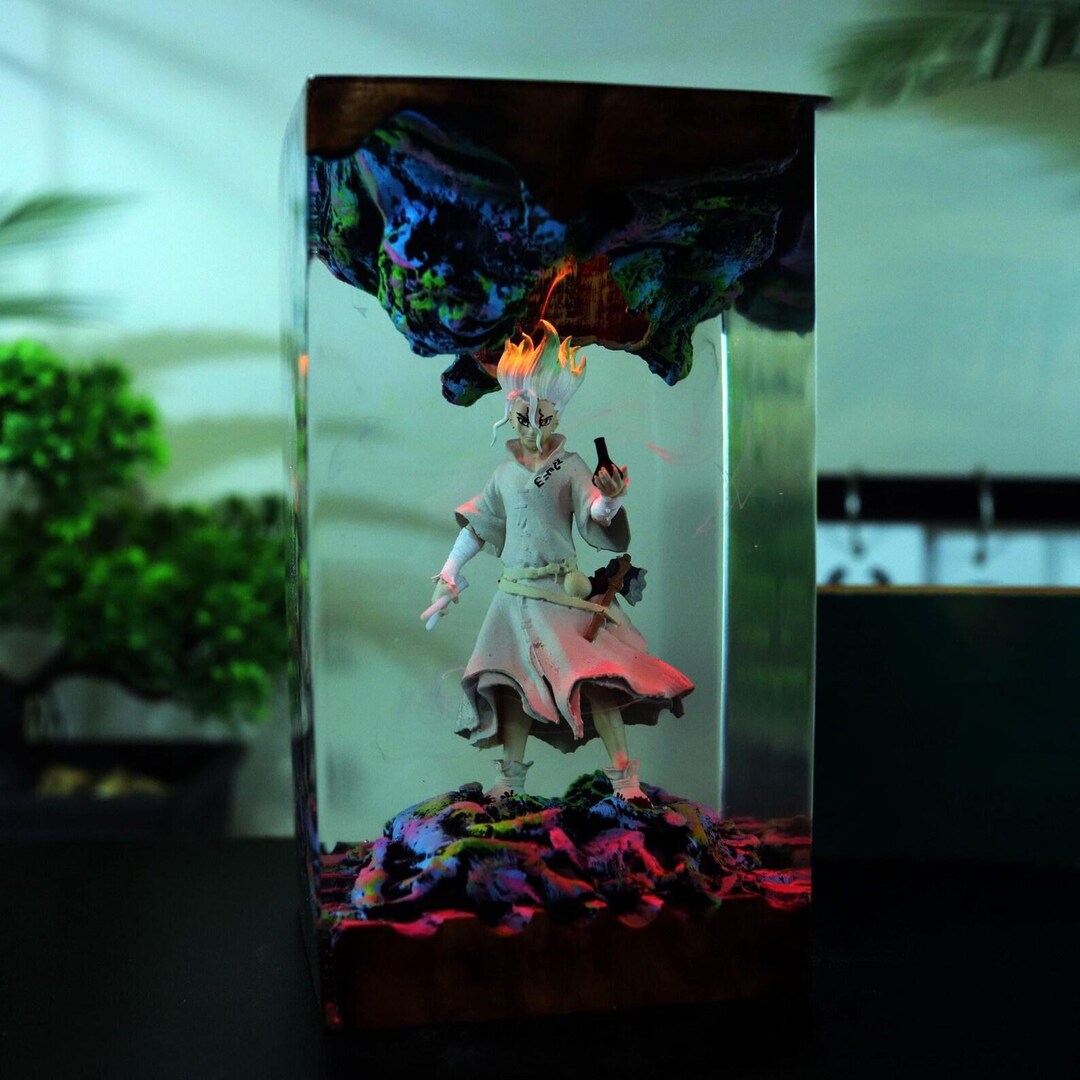 Ishigami Senku Dr. Stone Resin Lamp, Handmade Anime Science Decor ...