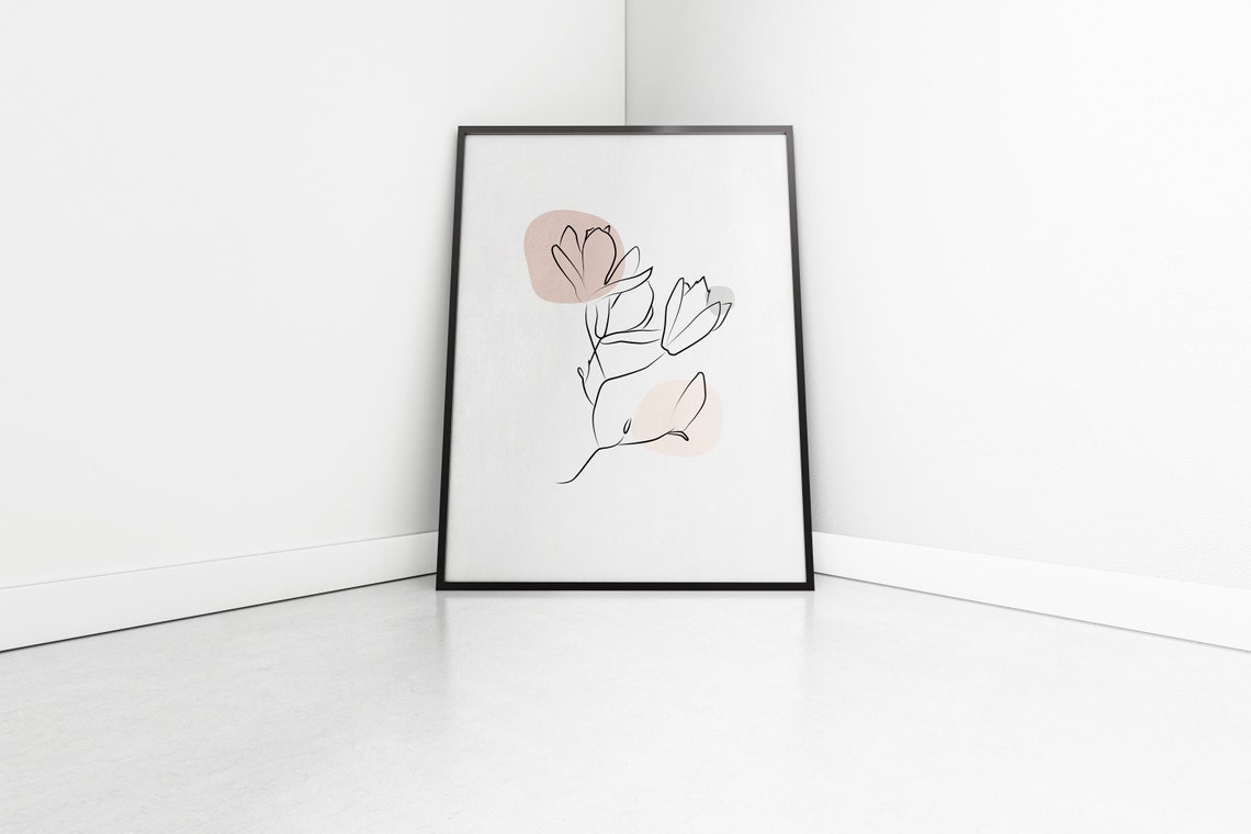 Line Flower Drawing Boho Line Art Flower Line Drawing - Etsy