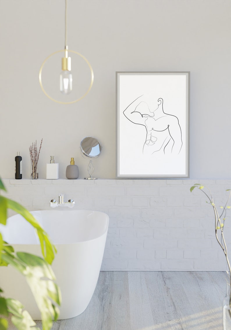 Body Line Art Man Line Art Naked Man Print Nude Figure Line Etsy