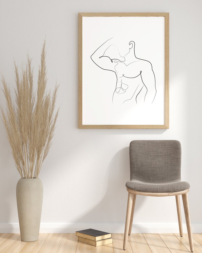 Body Line Art Man Line Art Naked Man Print Nude Figure Line Etsy