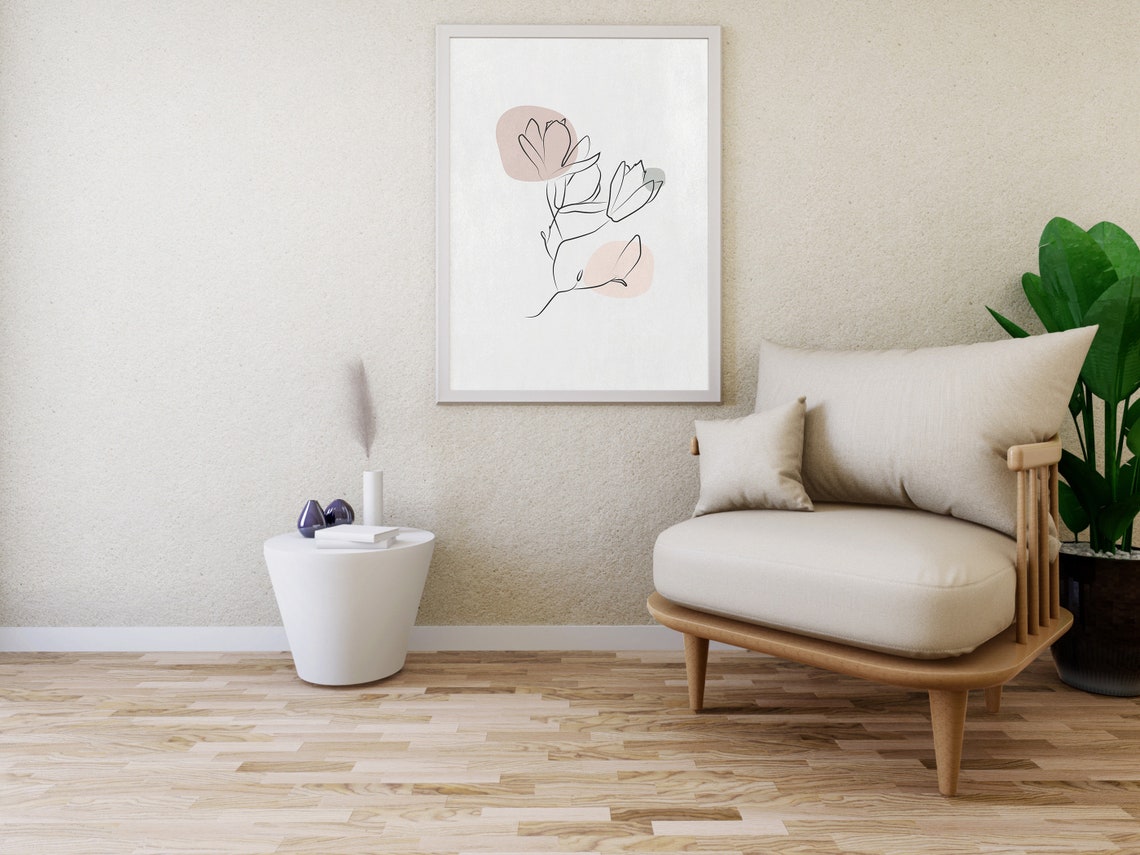 Line Flower Drawing Boho Line Art Flower Line Drawing | Etsy