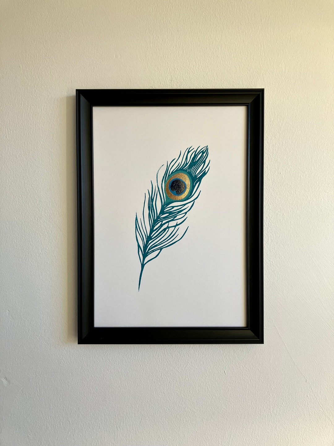 Limited Edition A4 Peacock Feather Reduction Linocut Print - Etsy UK
