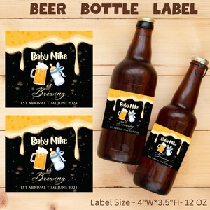 We Edit - You Print, Printable Custom BEER Bottle Label, Fits Bottle Size 12oz, Baby is Brewing ...